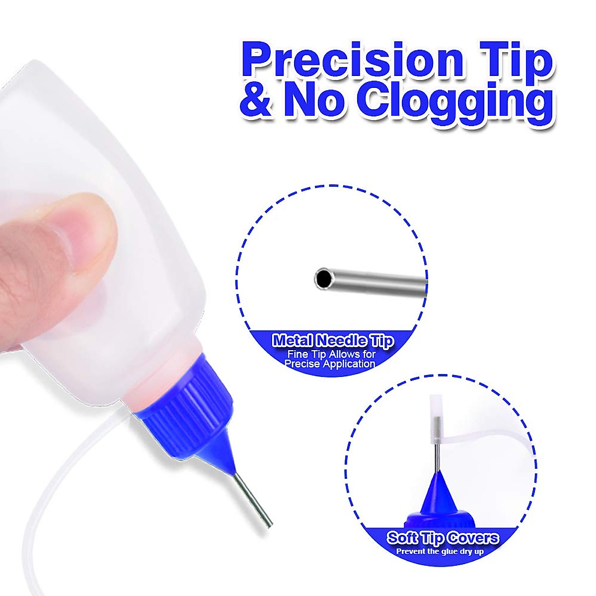 12pcs Precision Tip Applicator Bottles, YGDZ 30ml Needle Tip Squeeze Glue Bottles for Paint Quilling Craft, 6 Colors Precision Bottles with 5 Mini Funnels