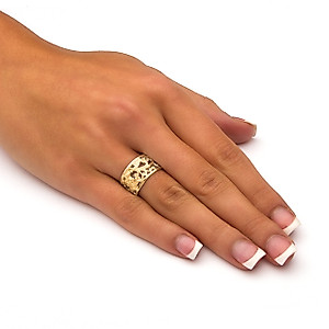 PalmBeach Yellow Gold-Plated or Sterling Silver Scroll Design Band Ring (11mm) Size 7