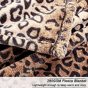 Viviland Flannel Fleece Blanket Twin Size 60x80 inches, 280 GSM Lightweight Blanket for Couch Sofa Bed, Super Soft Cozy Warm Blanket, Leopard Print