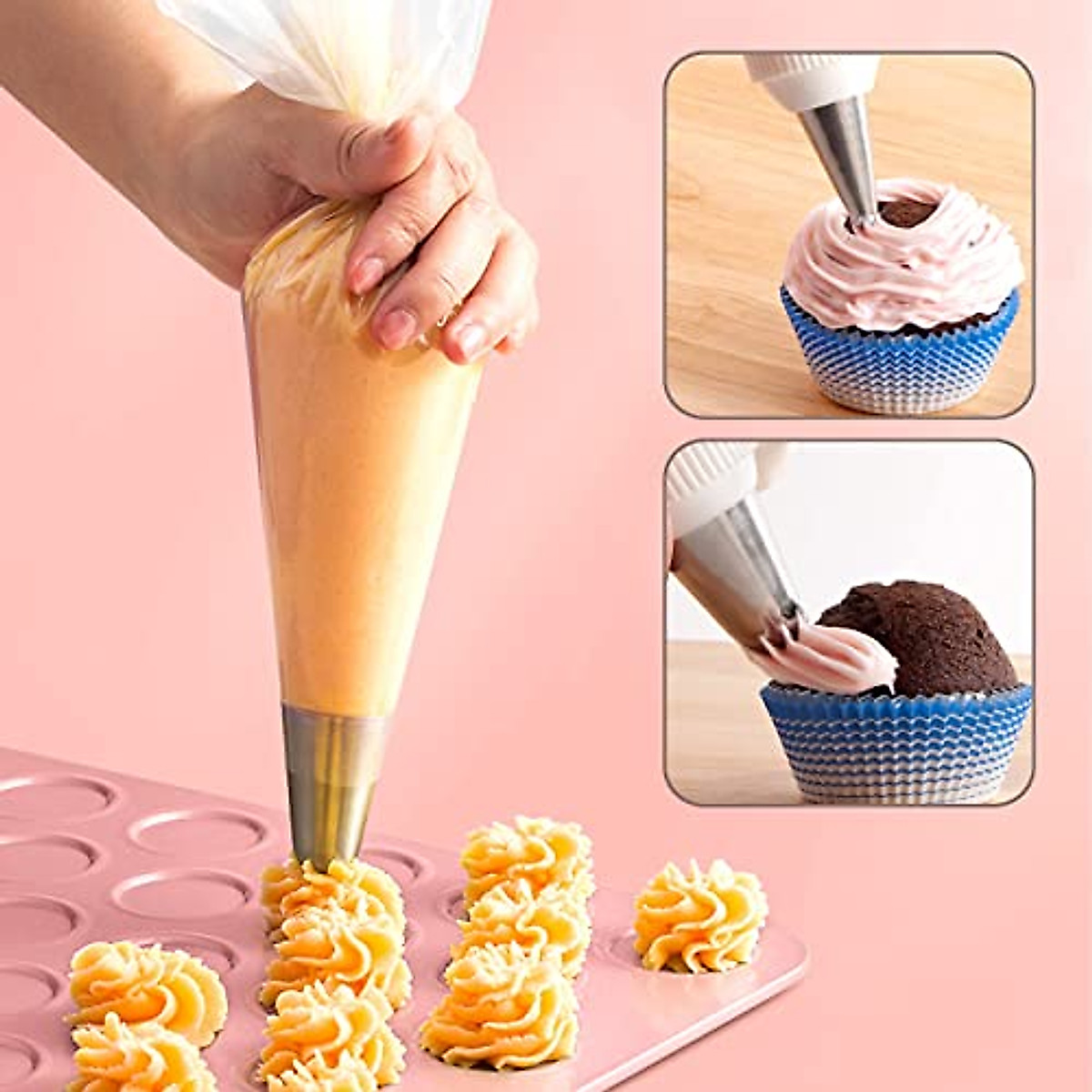 FIVETAS Cake Decorating Kit-27Numbered Icing Tips,50 Pastry Bags.6 Scrapers,1 Flower Nail,1 Piping Nozzles Coupler,1 Plastic Box and 1 Pattern Chart.