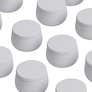 NEXBEXES 8oz Candle tins with lids,White Candle Jars,Bulk Candle tins for Making Candles,Candle Making Jars(24PACK, White)