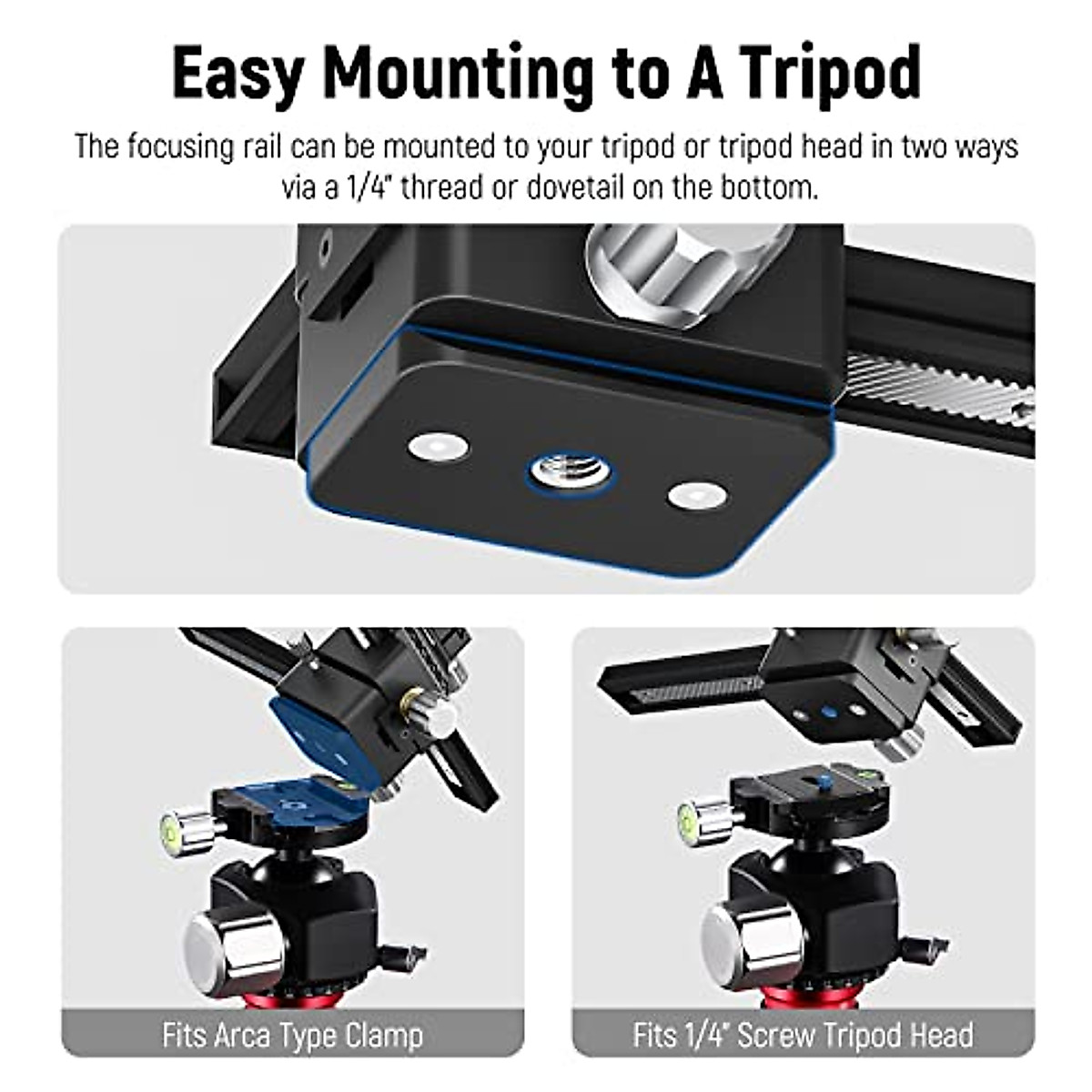 NEEWER 4-Way Macro Focusing Rail Slider with Quick Release Plate, 1/4”-20 Thread for Macro Photography and Close-Up Shooting, Compatible with Canon Nikon Fujifilm Sony DSLR Mirrorless Camera
