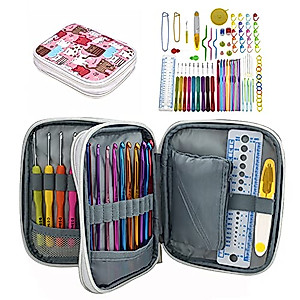 Katech Crochet Hooks Kit with Case, 85-Piece Crochet Hooks Set, Ergonomic Crochet Hook Crochet Needles Weave Yarn Kits DIY Hand Knitting Art Tools for Beginners and Experienced Crochet Lovers
