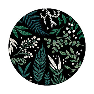 Green Botanical Fern Foliage & White Berry Floral Pattern PopSockets Swappable PopGrip