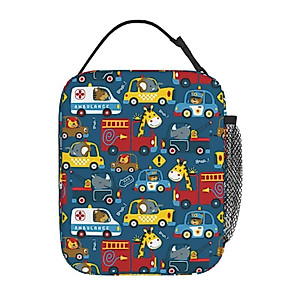 Cartoon Car Lunch Bags For Men Women Boys Girls Reusable Tote Lunch Bags For Office Work, School, Picnic, Camping