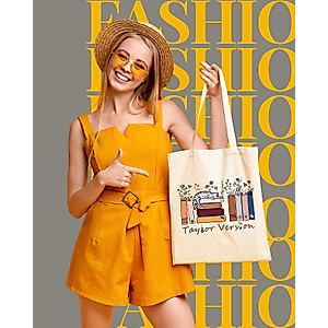 AUSVKAI Cute Canvas Tote Bag Aesthetic For Women Book Book Grocery Bag Cotton Vacation Shopping Beach Totes Gift -Cat