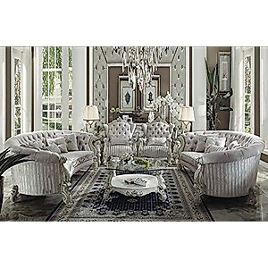 ACME Versailles Sofa w/5 Pillows - 52085 - Ivory Velvet & Bone White