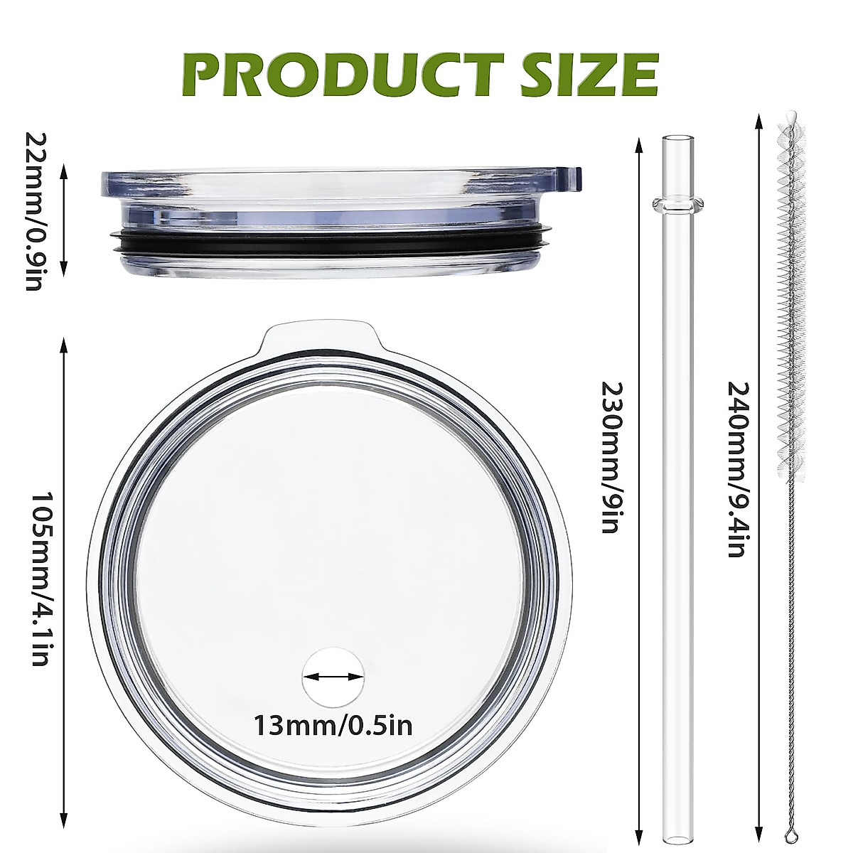 30 oz Straw Lid for YETI, 2 Pack for Rambler 26 oz Cup, 30 oz Tumbler, 35 oz Straw Mug, Spill Proof Top Cover Replacement with Brush, BPA Free and Shatter-proof