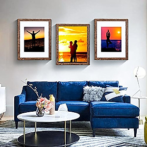 SEEDLING PHOTO FRAME 11x14 Picture Frame Set of 4, Display Pictures 8x10 with Mat or 11x14 Without mat,Wall Rustic Wood Picture Frames 11x14(Rustic Wood)