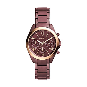 Fossil Women's Modern Courier Quartz Stainless Chronograph Watch, Color: Wine (Model: BQ3281)