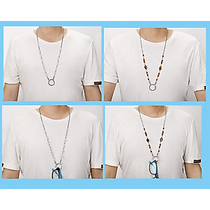 Glasses Holder Chain Loop Eyeglasses Necklace Ring for Women Reading Glasses Sunglasses Necklace for Men (Hand-beaded - Turquoise green)