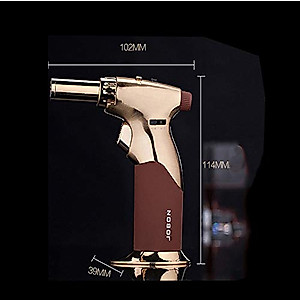 Blow Torch Lighter,Refillable Kitchen Cooking Torch Lighter,Jet Windproof Butane Gas Lighters for Cigar Outdoor BBQ (Butane not Included) (Gold)