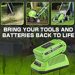 Powilling 3.5Ah 40V 29472 29462 Lithium-Ion Battery Replacement for Greenworks 40V Battery and Charger 29482 Compatible with Greenworks 40V G-MAX Power Tools 29252 20202 22262