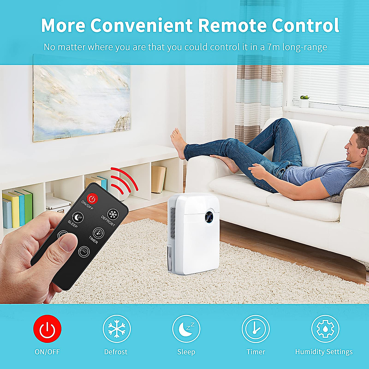 Dehumidifiers for Home, Dehumidifier 4500 Cubic Feet (320 sq ft) Electric Dehumidifiers with Remote Control, Auto Shut Off, 77.4oz Quiet Air Dehumidifier