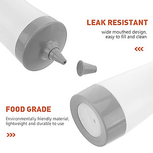 3 Pack Condiment Squeeze Bottle, 12oz (350ml) Plastic Squeeze Bottles With Caps, BPA Free Sauce Bottle for Ketchup, Mustard, Olive Oil, Glue, and More (Gray)