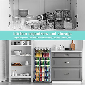 Shinoske Kitchen Storage Can Rack Organizer, 7 Tier Stackable Can Storage Dispenser, Can Storage Organizer Rack for Canned Food Kitchen Cabinet Pantry Countertop, Silver