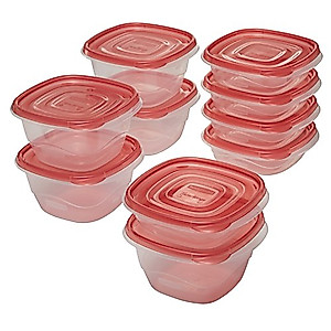 Rubbermaid TakeAlongs Assorted Food Storage Containers, 10-Piece Set, Chili Red (1779055)