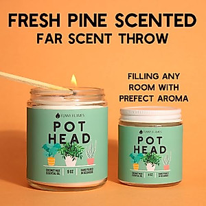 Pot Head - Funny Flames Candle, 9oz Fresh Pine Scented, Funny Gifts for Women, Men, Best Friends Birthday Gifts for Women, Friendship Gifts for Her, Funny Gifts, Mom, Scented 9 oz Coconut Candle