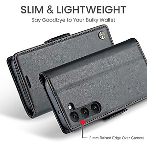 Vinich for Samsung Galaxy S23 Wallet Case with RFID Blocking, for Samsung S23 Case with Card Holder for Women Men, Durable Kickstand Magnetic Closure Shockproof Flip Case for Galaxy S23, Black