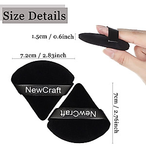 NewCraft 10 Pieces Powder Puffs Set for Face Makeup, Triangle Puff Soft Velour Loose Powder Mineral with Delicate Ribbon, Cosmetic Setting Puff Cute Beauty Make Up Tool
