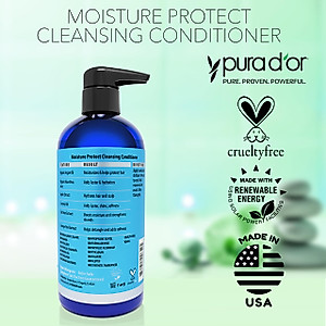 PURA D'OR 16 Oz Moisture Protect Cleansing Conditioner - Low Lather - Detangles & Restores Hair with Argan Oil, Lavender & Other Select Natural Ingredients, No Sulfates - All Hair Types - Men & Women