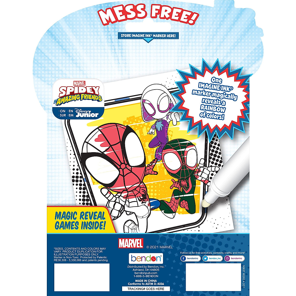 Marvel Spidey and His Amazing Friends 20 Page Imagine Ink Magic Pictures Coloring Book with 1 Mess Free Marker