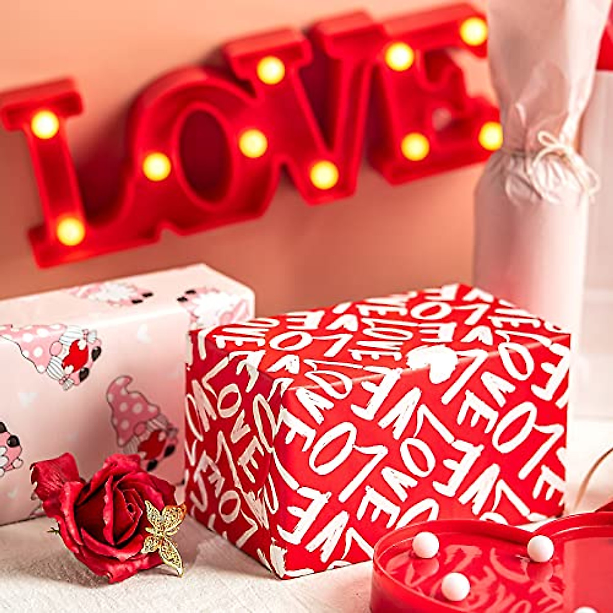 MAYPLUSS Wrapping Tissue Paper - 90 Sheets - Valentines Day Design - 13.7 inch X 19.7 inch Per Sheet