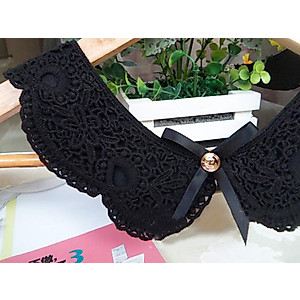 Vpang Detachable Blouse False Collar Sweet Lace Flowers Fake Collar Choker Peter Pan Necklace (Black)