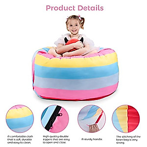KABOER Bean Bag Cover for Kids,200L Stuffed Animal Storage Bean Bag Chair Cover |Stuffable Zipper Beanbag for Organizing Children Soft Plush Toys (32x29inch)