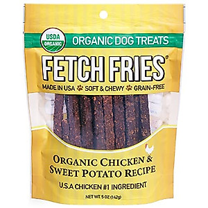 Fetch Fries Organic Chicken & Sweet Potato Jerky Fries for Dogs (5 oz).