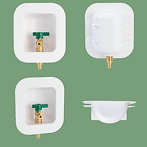 [1 Piece] Lingmfg Ice Maker Outlet Box PEX Crimp, 1/2 inch Crimp PEX 1807, Connection 1/4 Inch Ice Maker Hose, Water Valve Box Inlet Compression Cover Old Work