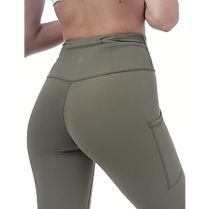 Allsense Women's High Waist Yoga Leggings with Inside and Back Zipper Pockets, Sports Gym Workout Running Pants S OliveGreen