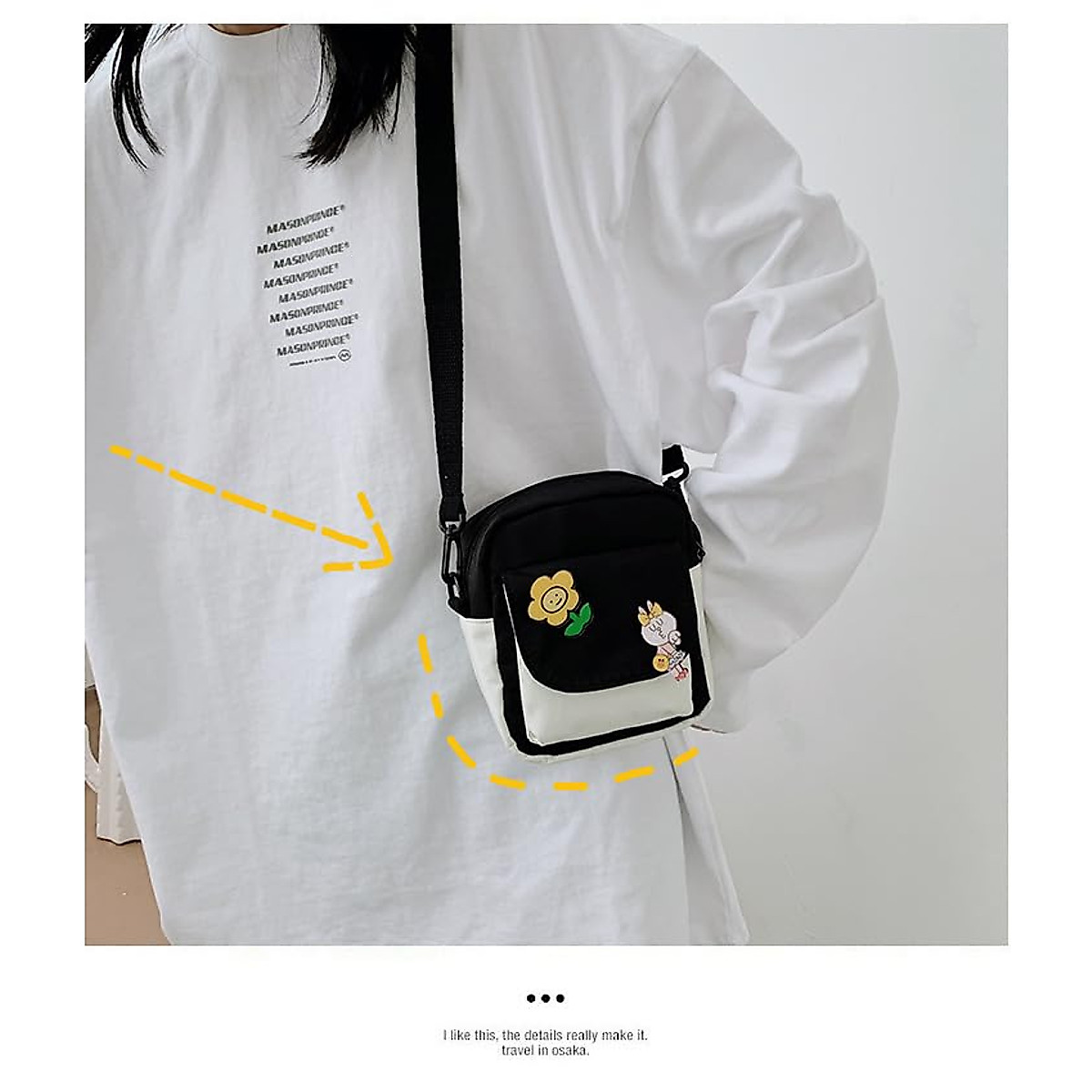 Hiflyer Girls Crossbody Purse Cute Crossbody Bag, Nylon Little Purses for Girls Purse Wallets for Girls (Black)