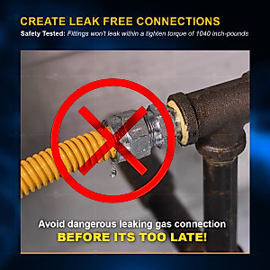 Gas Connector 18 inch Yellow Coated Stainless Steel, 1” OD Flexible Gas Hose Connector for Tankless Water Heater, with 3/4” FIP x 3/4” MIP Stainless Steel Fittings, 18” Gas Appliance Supply Line