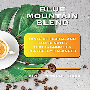 Magnum Exotics Coffee, Blue Mountain Coffee Blend - Light-Medium Roast, Ground Coffee Pods, Single Serve, Made With 100% Arabica Coffee Beans, Freshly Roasted Beans, Mild Acidity - Blue Mountain Blend, 42 Count