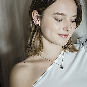 DENGGUANG Tahitian Black Pearl Necklace 18K Gold 11-12 mm South Sea Cultured Pearl Pendant Necklaces - Birthday Anniversary Jewelry Gifts for Women Wife Mom Daughter (White Gold 18 inches)