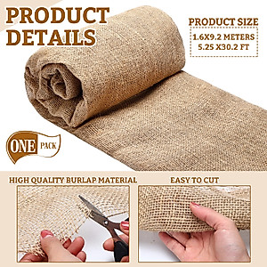 Burlap Roll Natural Burlap Fabric Multipurpose Rustic Fabric Roll for Garden Wedding Table Runners Home Party Decor (63 Inch x 30 Feet)
