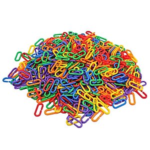 Suwimut 1000 Pieces Plastic C-Clip Hooks Chain Links, Interchangeable Rainbow C-Links Kids Learning Toys for Classroom Preschool, Sugar Glider Climbing Swing Small Bird Cage Toys for Pet Rat Parrot