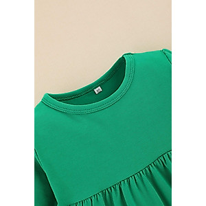 bilison Toddler Baby Girls St.Patrick's Day Clothes Long Sleeve Ruffle Dress Top and Pant With Headband Todder Girl 2Pcs Outfit Sets