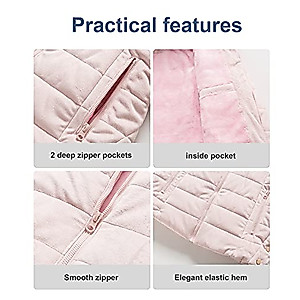 Chrisuno Women's Heavyweight Long-Sleeve Plus Size Puffer Coat Windbreaker Clothes With Removable Hood Pink 3XL