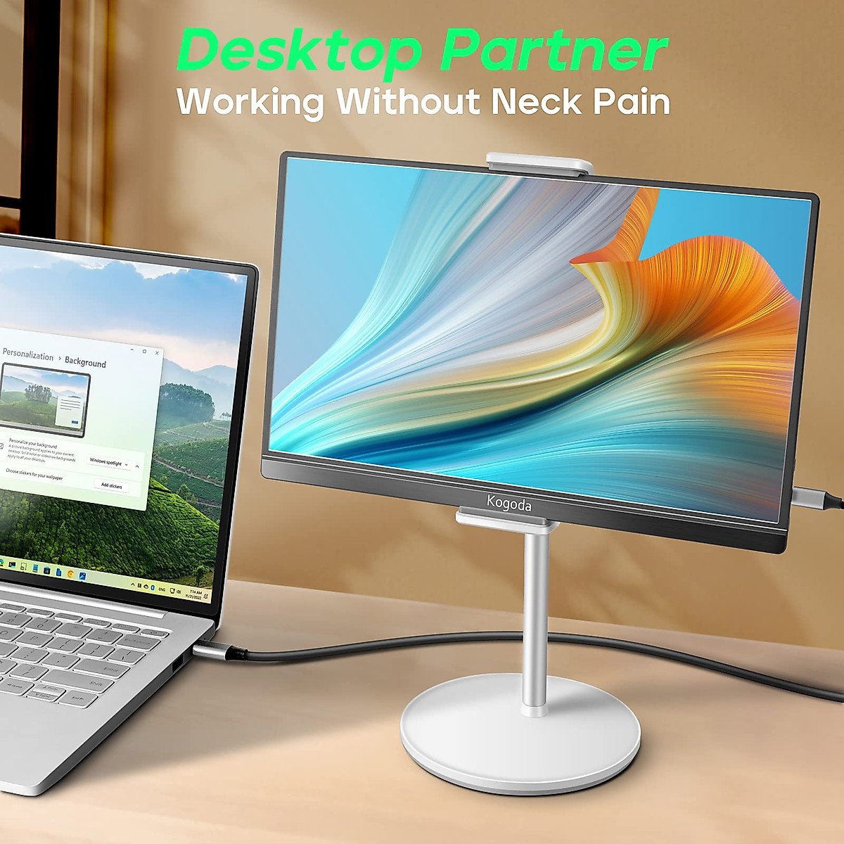 KOGODA Adjustable Tablet Stand Holder for 4.7-15.6 Inch Screens, 360 Rotation, Swivel, Hands-Free, Easy Installation