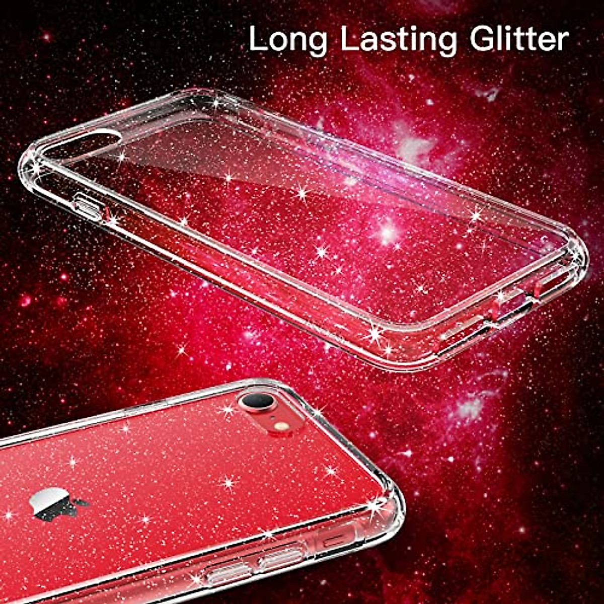 JETech iPhone SE 3/2 Screen Protector and Glitter Case Bundle