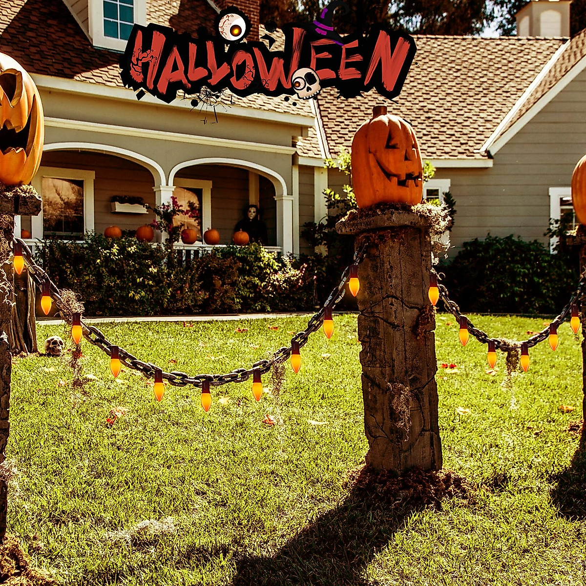 25 Pack C9 Orange Christmas Replacement Bulbs, LED Orange Ceramic Night Lights for Halloween Christmas Outdoor Indoor Patio String Lights, C9/E17 Candelabra Base, 0.6 Watt