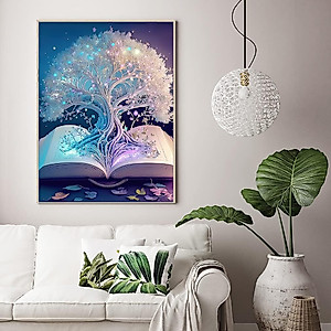 Eiazuiks Diamond Painting Kits for Adults, Tree 5D DIY Diamond Art Kits Full Drill Diamond Dots for Gift Wall Decor and Relaxation Gem Arts 12x16 inch