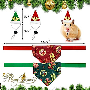 CooShou Christmas Rabbit Hat Guinea Pigs Hat Triangular Scarf Small Animals Christmas Costume Christmas Red Green Gift Pattern for Bunny Sugar Glider Guinea Pigs (S)