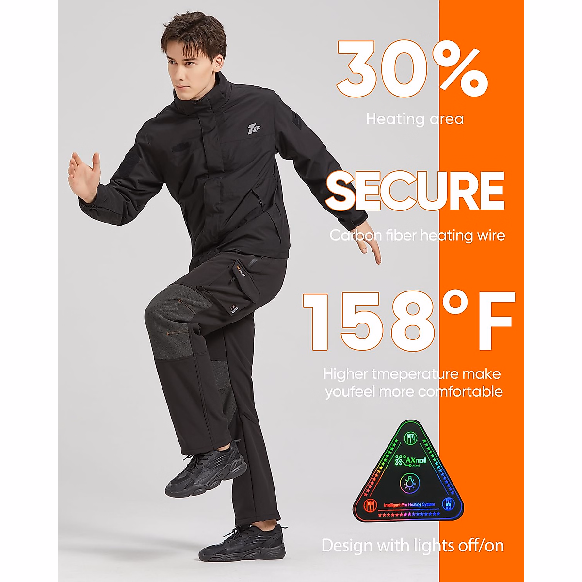 Axnol Heated Pants with 20000mAh Battery Pack Electric Heated Snow Hiking Pants Winter Softshell Outdoor Trousers (XL, Black)