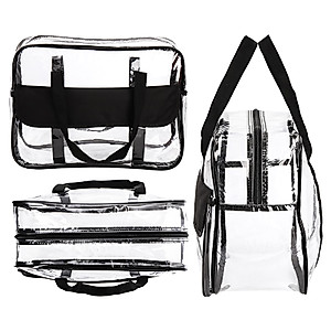 Peohud 2 Pack Clear Tote Bag Stadium Approved, Large Clear Cosmetics Bag, Transparent Waterproof Bag for Travel Gym Beach, PVC Storage Bags With Zipper and Handle, 15 x 12 x 5.7 Inches