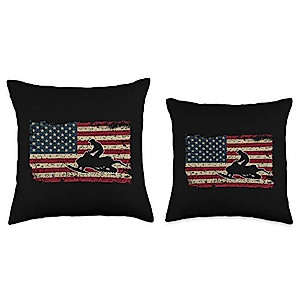 Proud American Snowmobile Gift For Men and Women USA Flag Snow Sled Patriotic Snowmobiling Gift Throw Pillow, 16x16, Multicolor