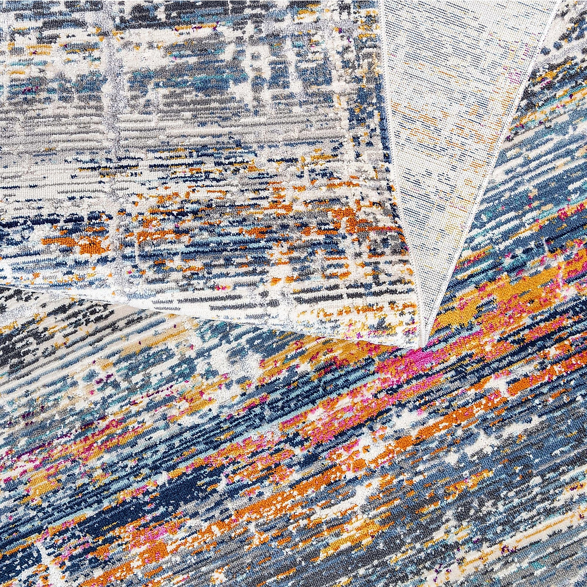 Rugs.com Malibu Collection Round Rug – 5 Ft Round Multi Low-Pile Rug Perfect for Kitchens, Dining Rooms