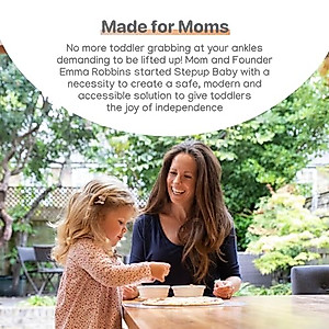 Stepup Baby Toddler Tower Step High Chair | Montessori Inspired | Kitchen Wooden Step Stool for Preschool Kids | Adjustable for 18 Month - 5 Years | Includes Safety Rail (White)